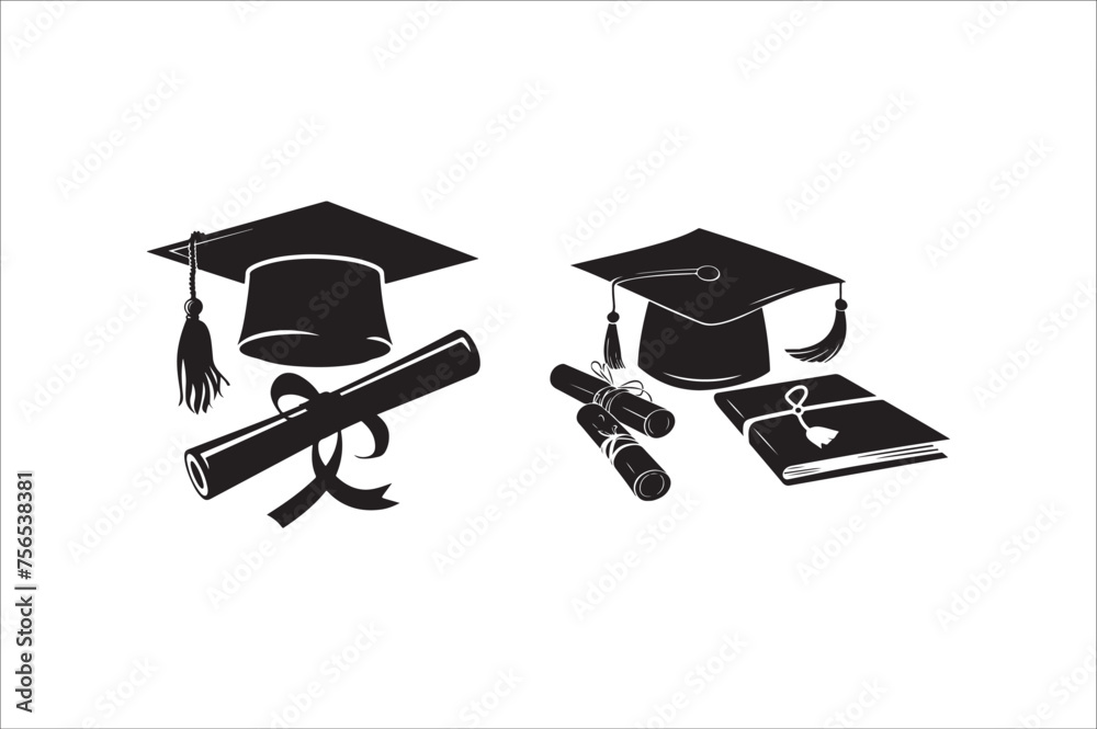 graduation cap vector silhouette, vector silhouette graduation cap png ...