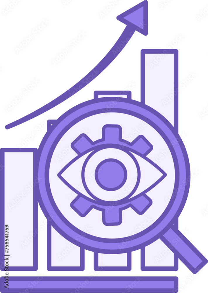 Predictive Analytics Color Icon. Vector Icon of Eye in Magnifying Glass ...