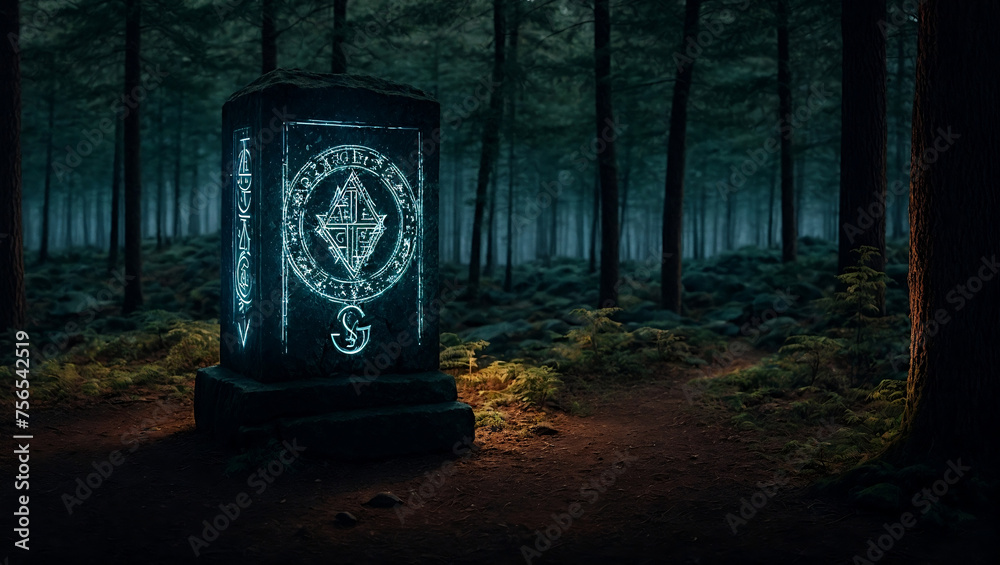 arcane sigil on a forest monolith, magical symbols Stock Illustration ...