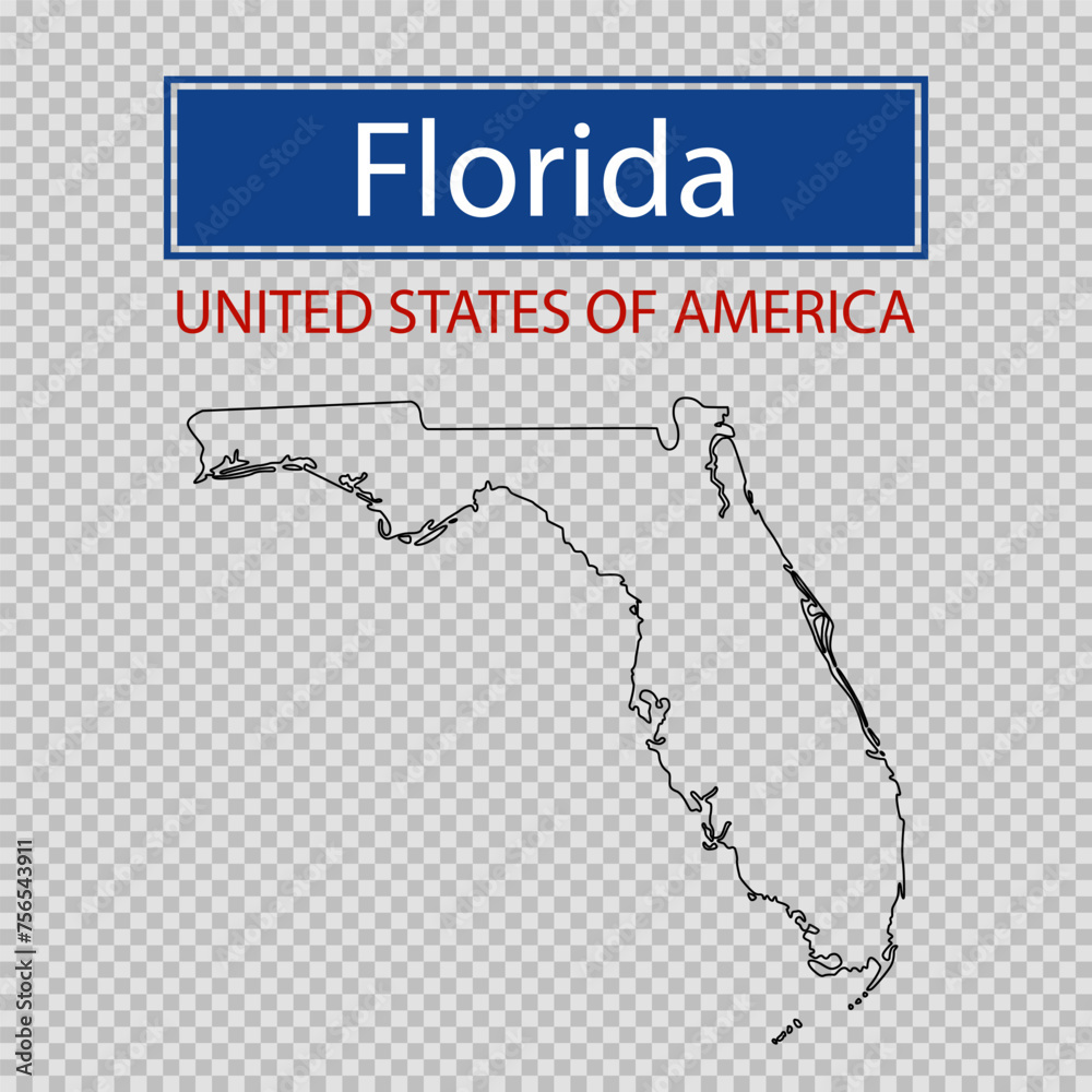 Florida state outline map on a transparent background, United States of ...