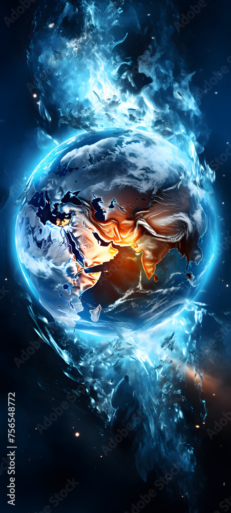 fire water earth wind become one shaped wallpaper design abstract ...