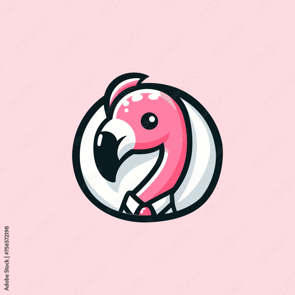 Flamingo Cute Mascot Logo Illustration Chibi Kawaii is awesome logo ...