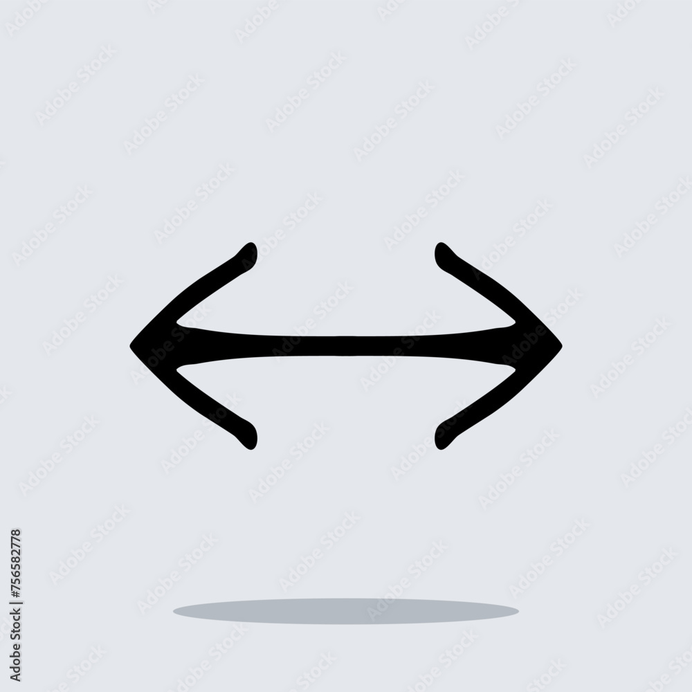 Double arrow icon vector. Two side arrow icon sign symbol vector. Two ...