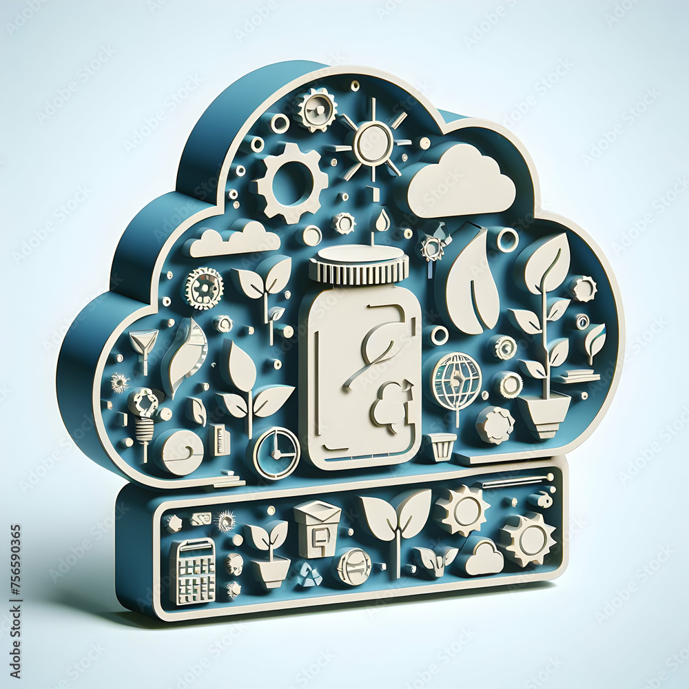 3d Flat Icon Eco-Friendly Product Design Concept Blueprint-style images ...