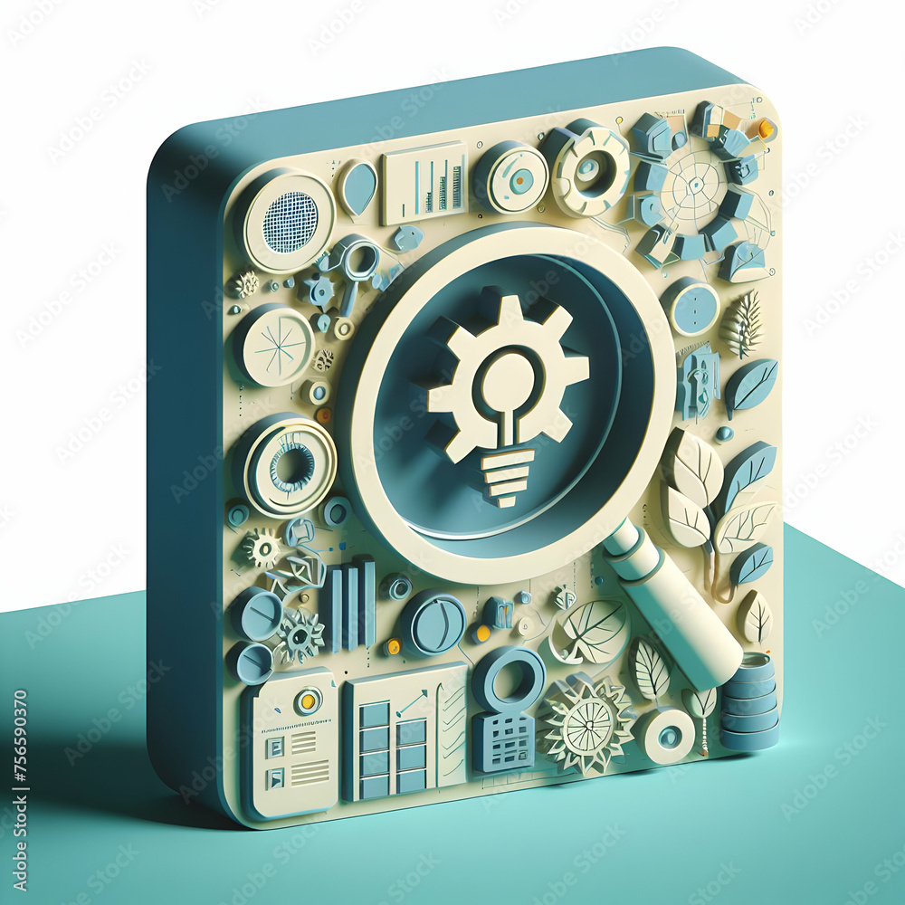 3d Flat Icon Eco-Friendly Product Design Concept Blueprint-style images ...