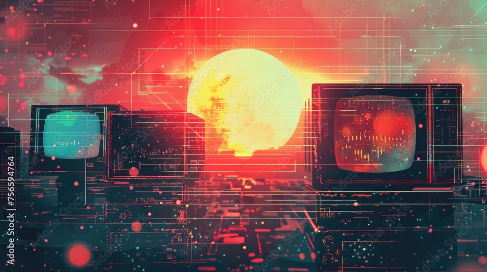 Animated 80s Retro Style Poster Abstract Background: Nostalgic Dots ...