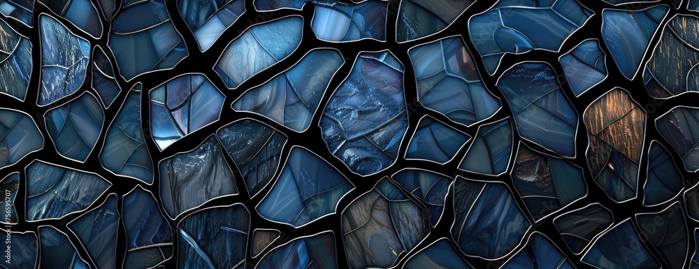 Transparent Black Stained Glass Abstract Background: Random Shapes ...