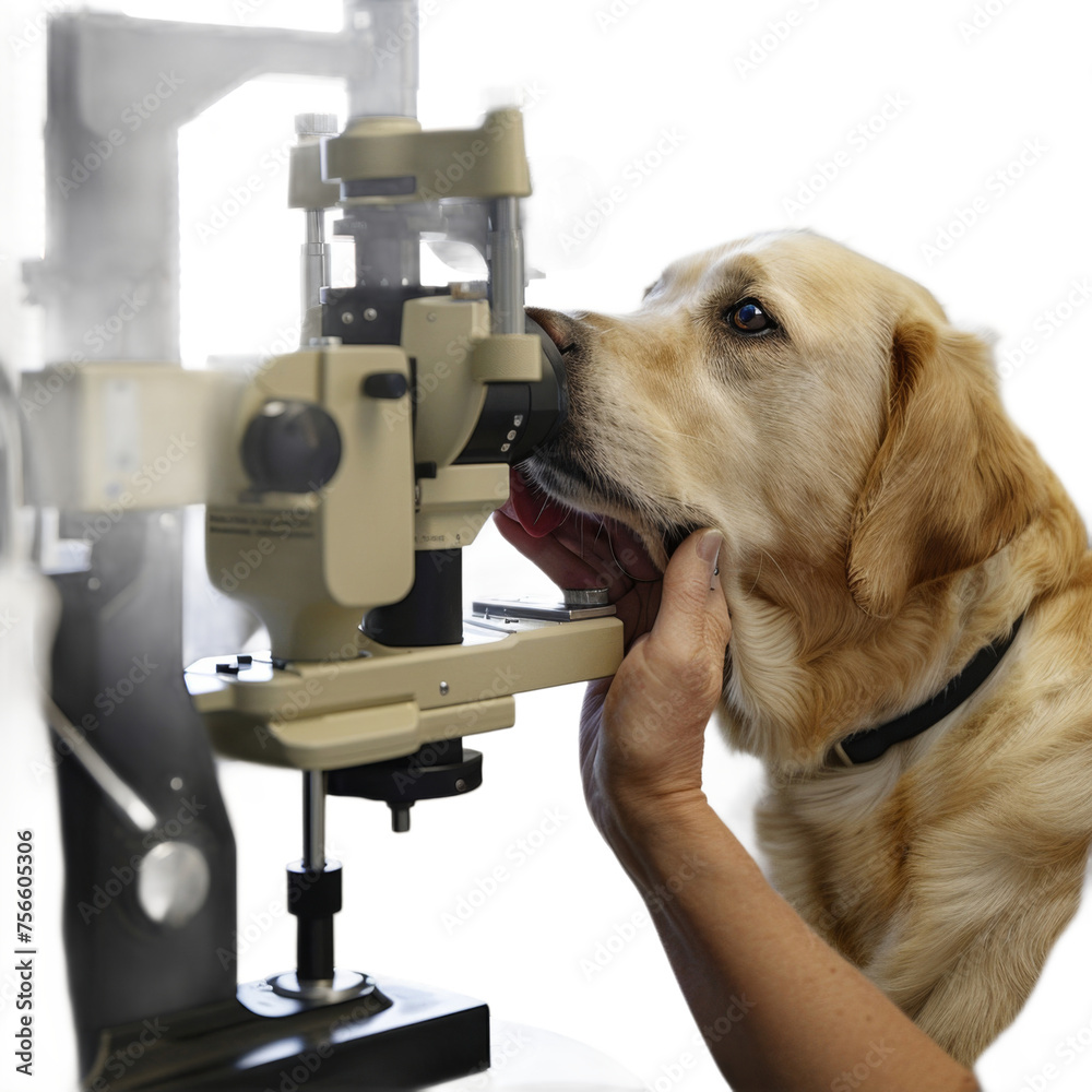 Veterinarian Examines Dog. Eye exam On a Transparent Background PNG ...