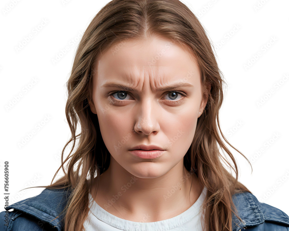 angry white woman isolated on white/transparent background, cut out ...