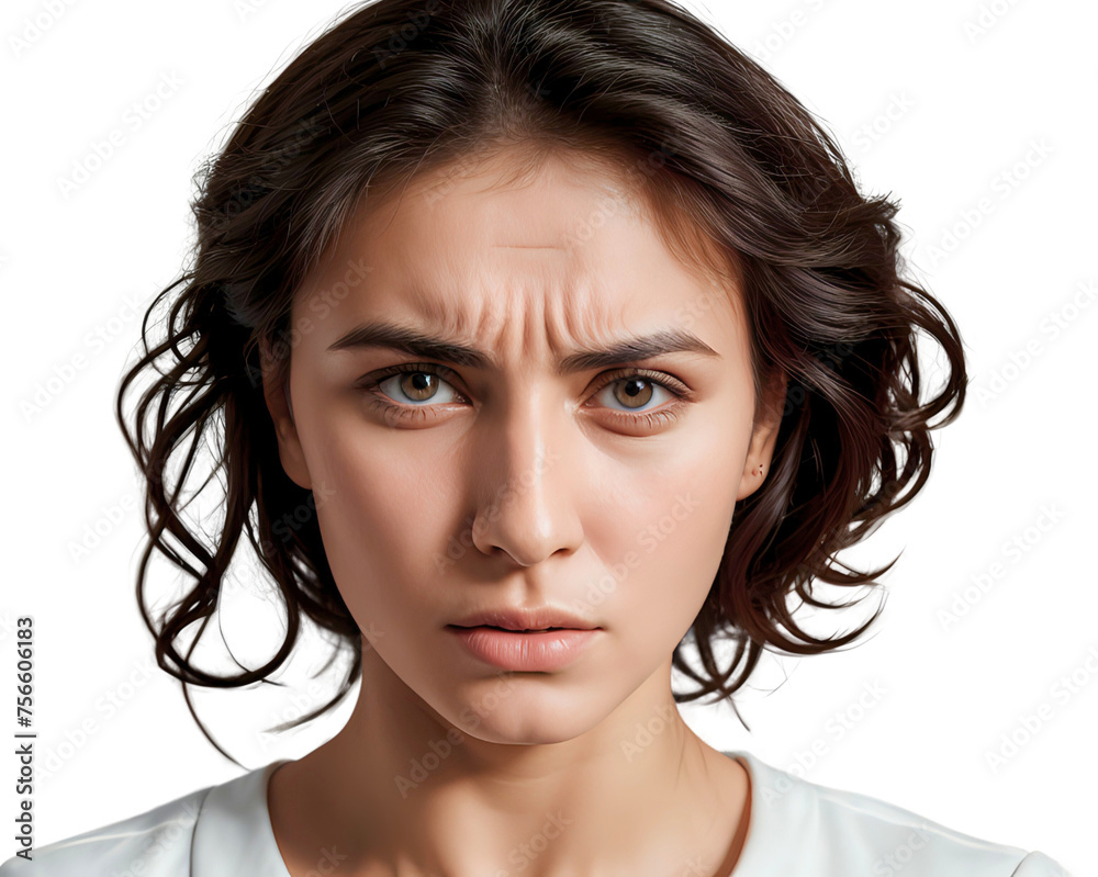 angry arabic woman isolated on white/transparent background, cut out ...