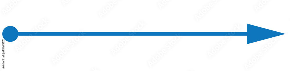 Straight line with point on start and arrow on finish. Symbol of ...