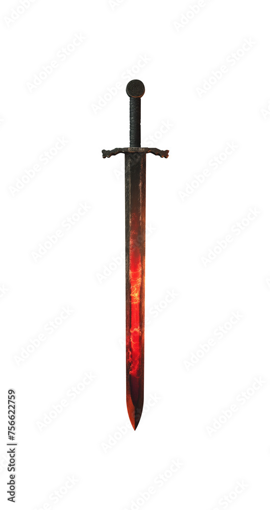 Fantasy Gothic medieval fantasy long sword. With dents, worn, cracked ...