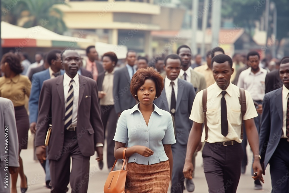 Crowd of people walking on a city street in Africa Stock Photo | Adobe ...