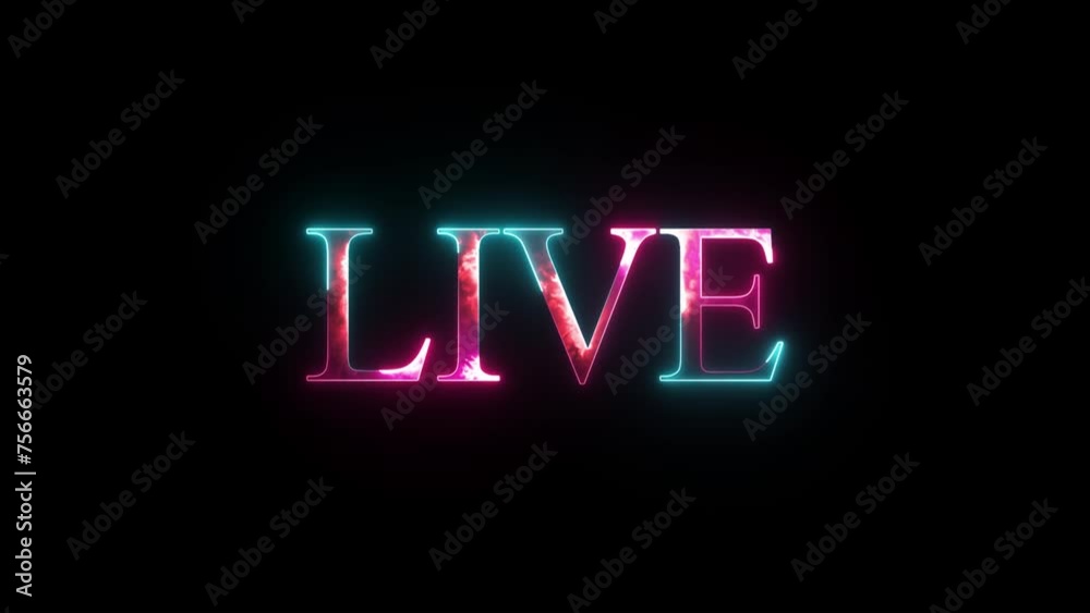 Neon live stream icon .Live neon sign appear on black background design ...