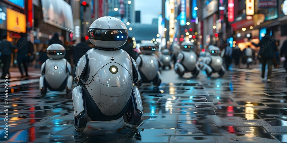 Robotic Law Enforcement Officers on Patrol in a Futuristic City ...