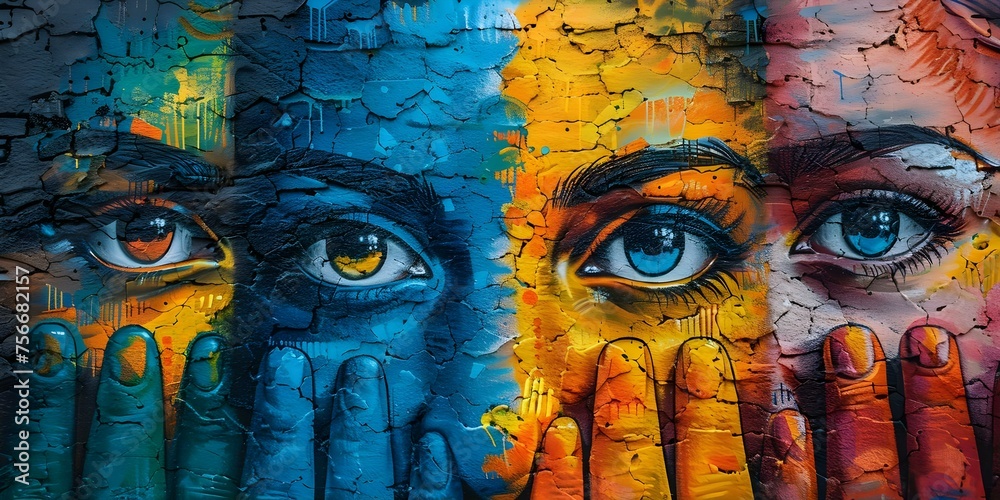 Street art mural promoting equality and social justice Vibrant colors ...