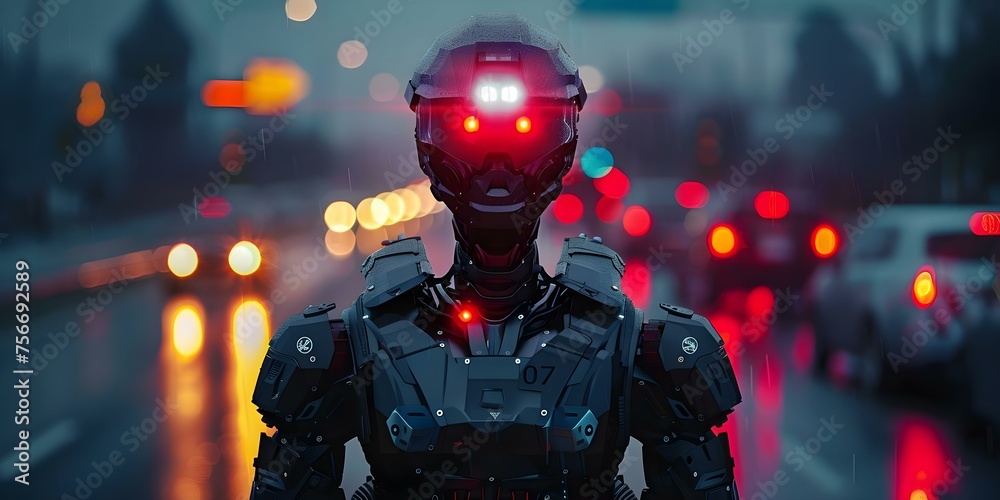 Futuristic police robots monitoring urban safety cuttingedge law ...
