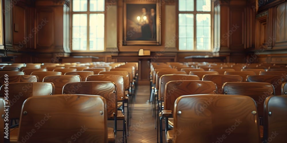 Legal Office Background Concept: Detailed View of a Courtroom Setting ...