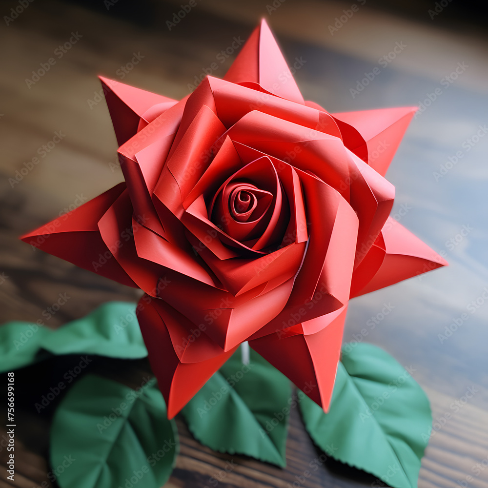 Paperstyle origami red rose, origami flower, origami red rose, red rose ...