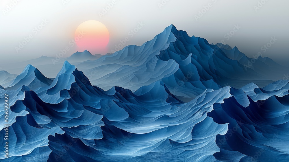 This template features a blue abstract landscape background with a line ...