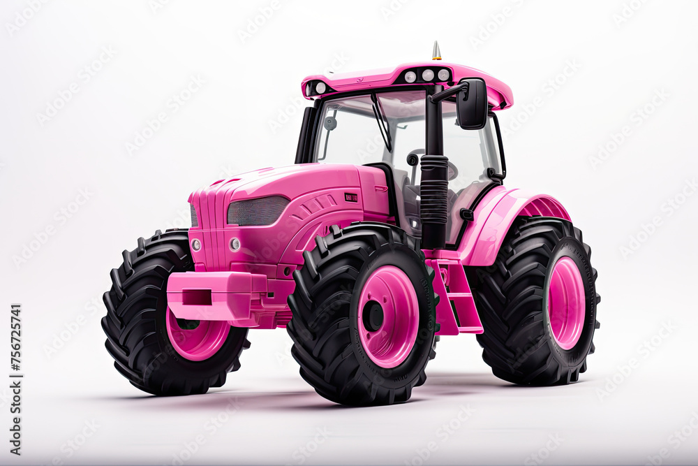 Showcase of a strikingly unique tractor, painted in bold shades of pink ...