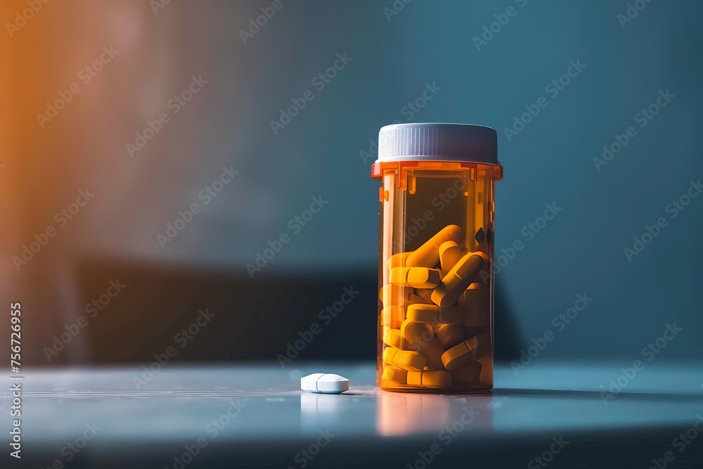 Close-up of prescription opioids in a bottle Highlighting the ongoing ...