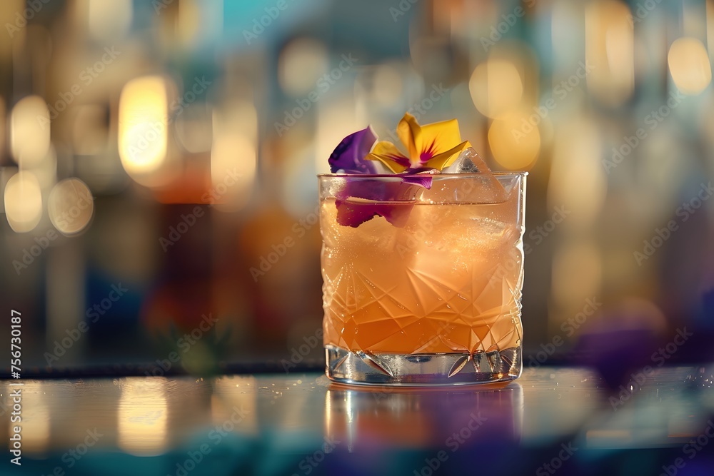 essence of an upscale cocktail presentation, highlighting the vivid ...