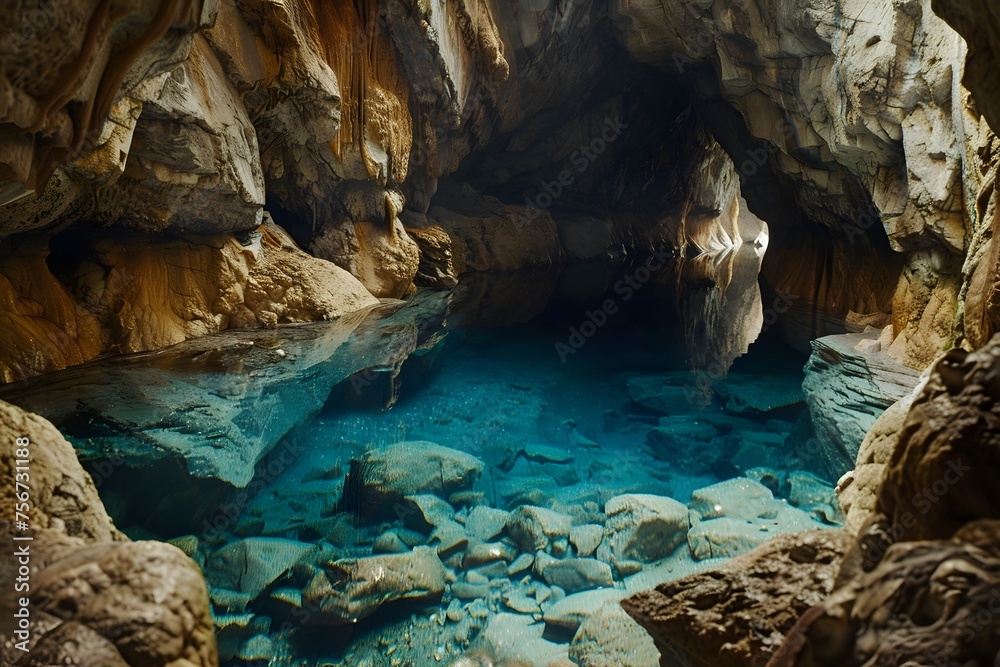 hidden beauty of a subterranean river, where crystal-clear waters carve ...