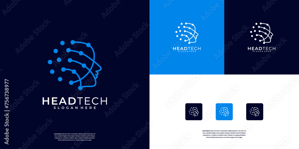 Smart head human technology logo design inspiration. Symbol for high ...