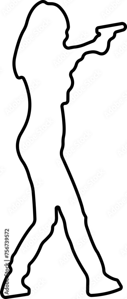 Pointing gun Shooting range icon in line isolated on transparent ...