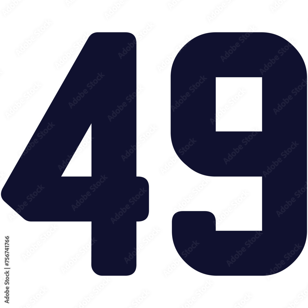 49 Classic Vintage Sport Jersey / Uniform numbers in black with a black ...