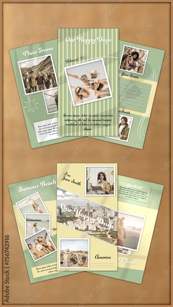 Elegant polaroid frame stories with design elements for slide shows ...