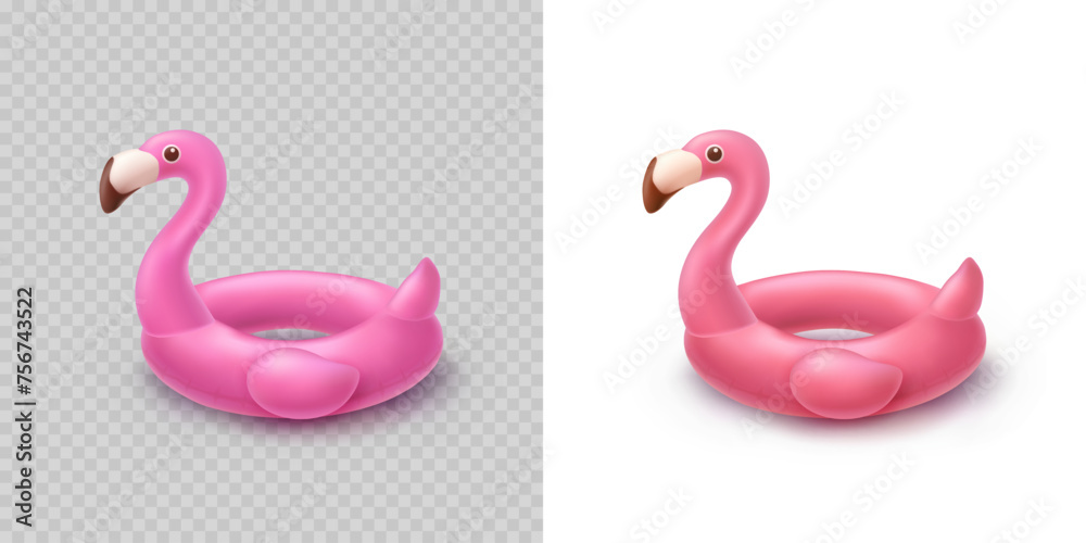 Flamingo set isolated on transparent and white backgrounds. Pink ...