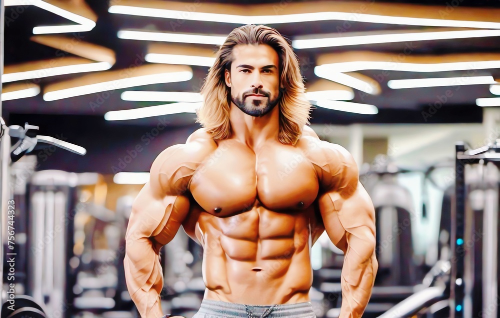 Bodybuilder Fitness Body Muscle Fit active. A confident bodybuilder in ...