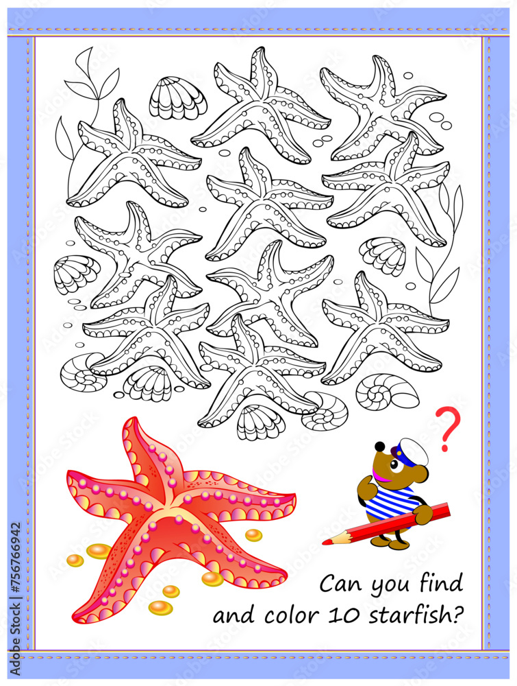Educational page for little children. Can you find and color 10 ...