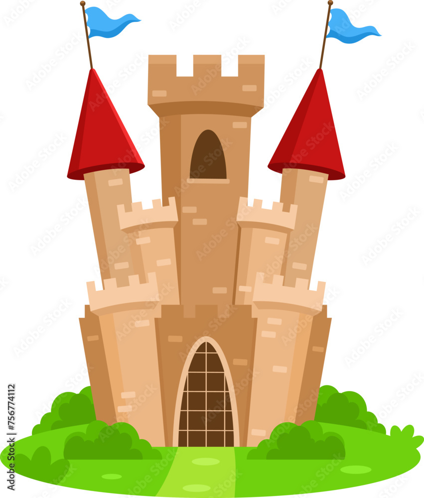 Cartoon Old Castle. Vector Illustration Flat Design Isolated On ...