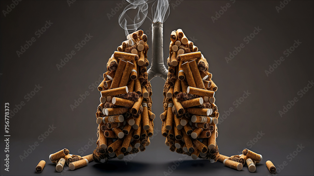 creatively depicts human lungs made entirely out of cigarettes, with ...