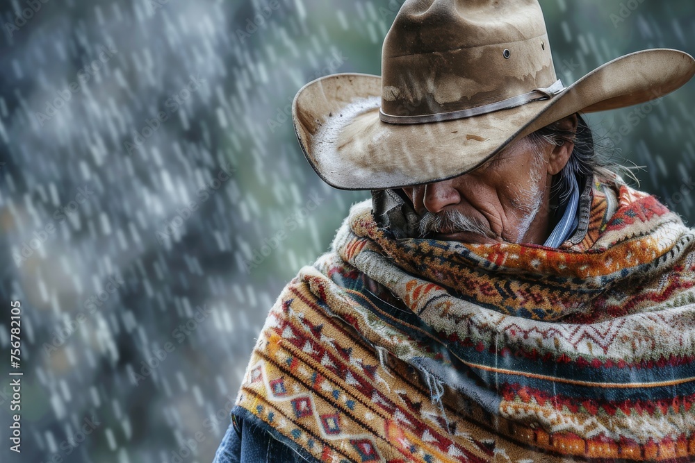 Typical Cowboy, Wild West Bandit in Traditional Stetson Hat and Shawl ...