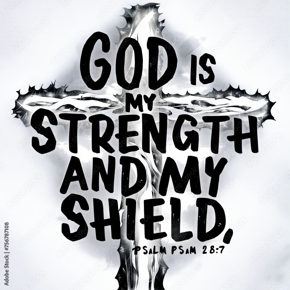 divine strength - inspirational quote with cross imagery, bible verse ...