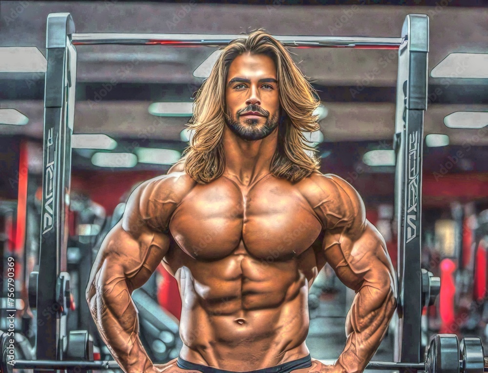 Bodybuilder Fitness Body Muscle Fit active. A confident bodybuilder in ...