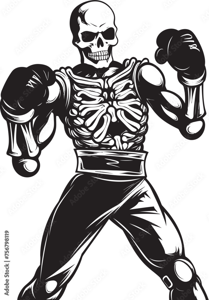 Bone Bruiser: Skeleton Boxer Vector Black Logo Deathly Puncher ...
