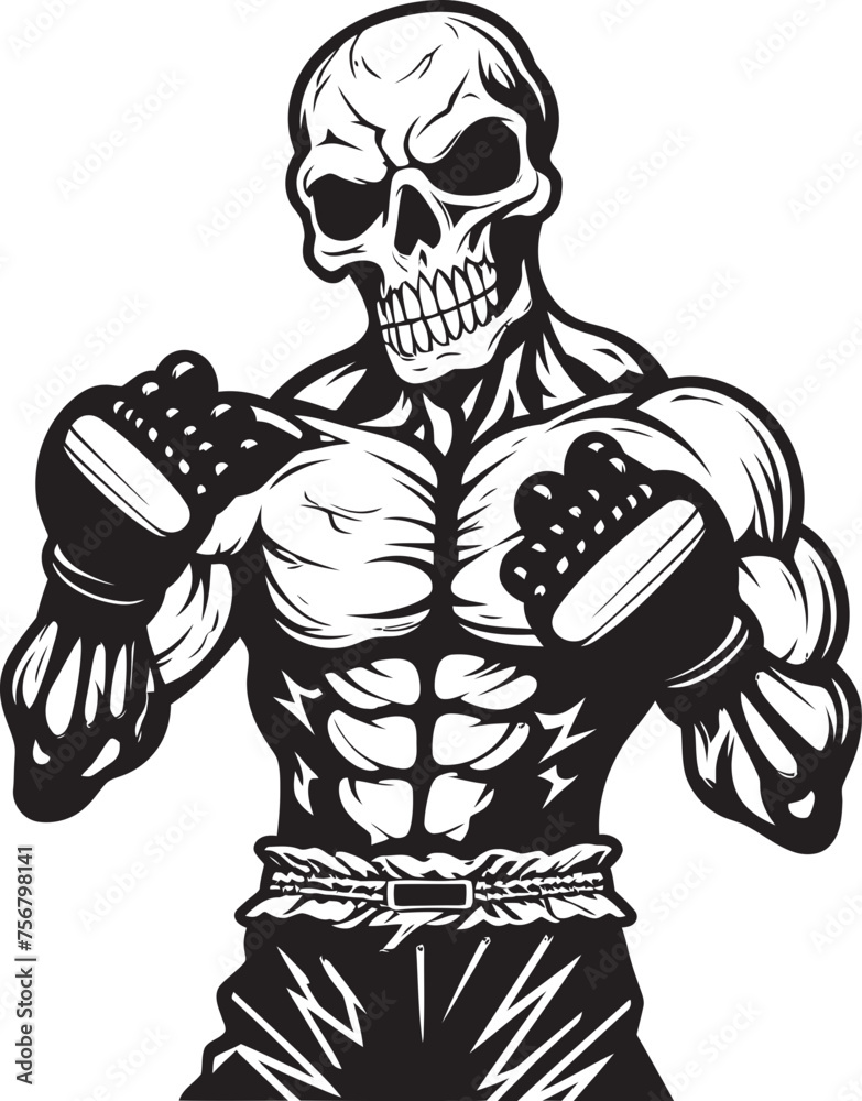 Grim Jabber: Skeleton Boxer Vector Black Icon Skeletal Slugger ...