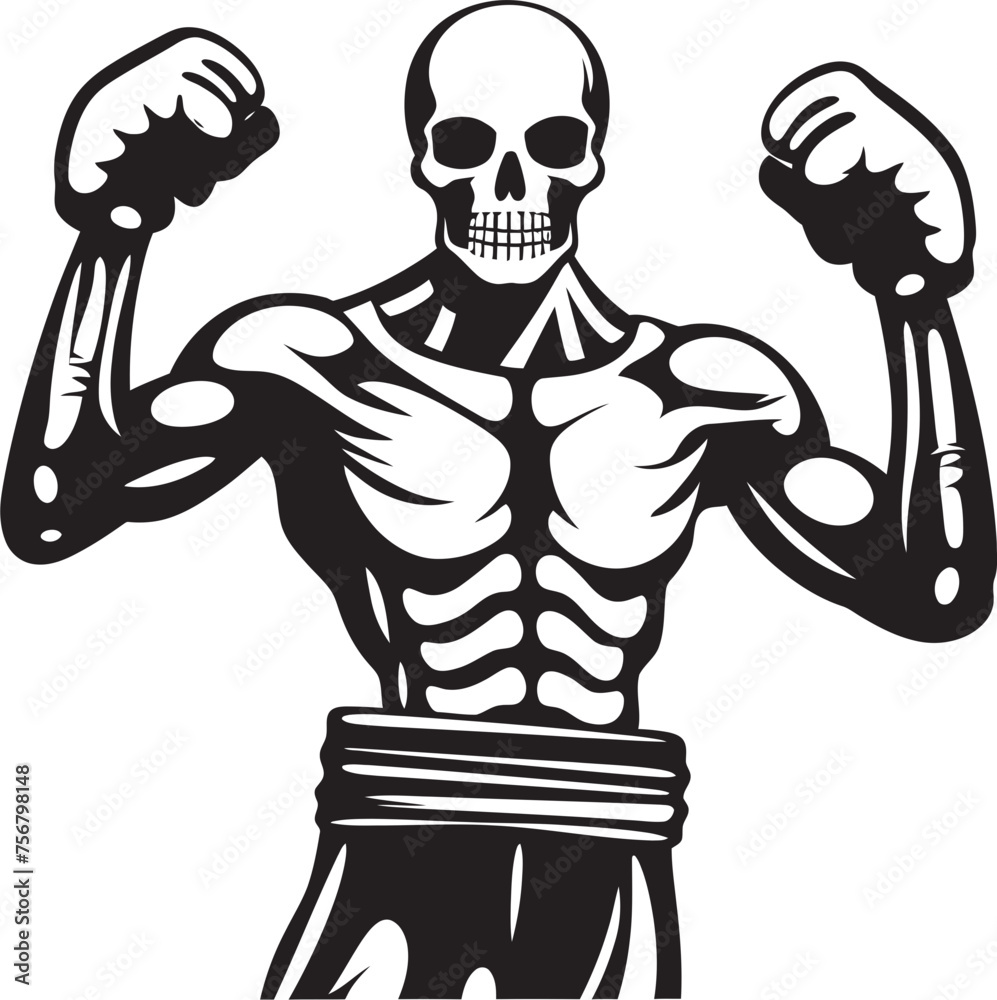 Skeletal Slugger: Skeleton Boxing Black Logo Icon Design Bone Bruiser ...