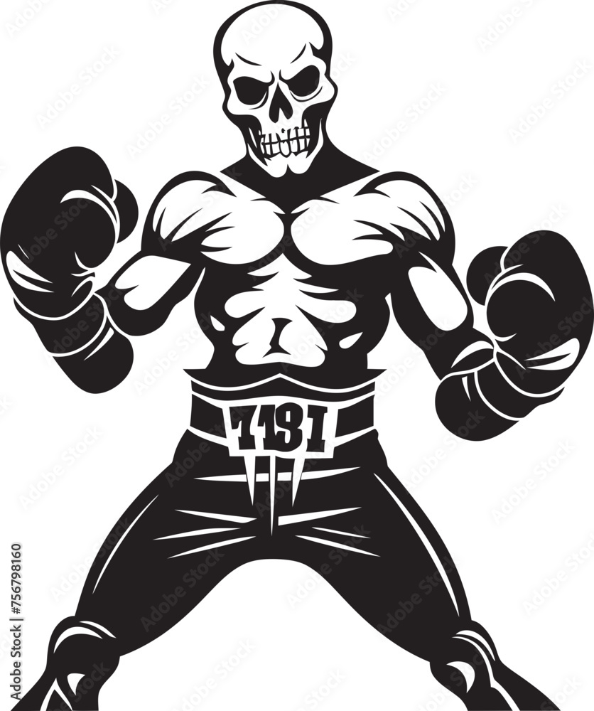 Grim Jabber: Skeleton Boxer Vector Black Icon Skeletal Slugger ...