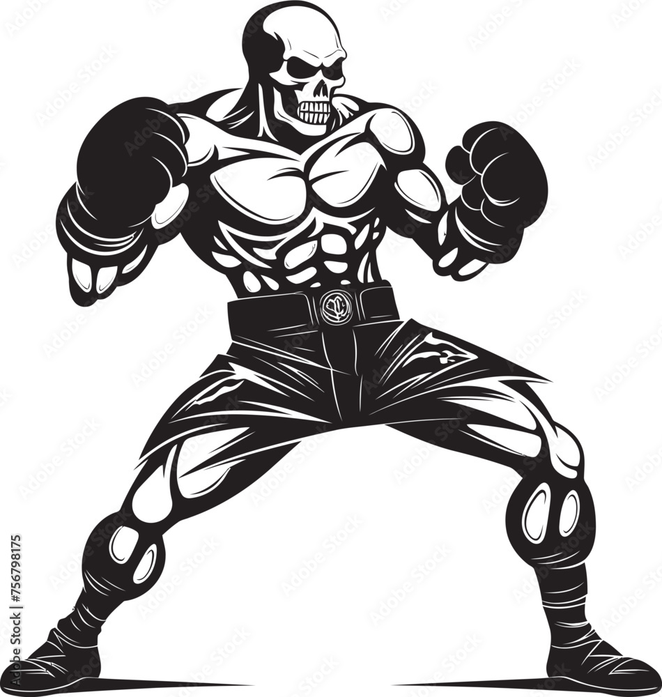 Skeletal Slugger: Skeleton Boxing Black Logo Icon Design Bone Bruiser ...