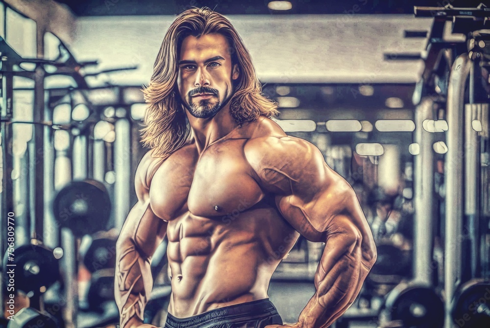 Bodybuilder Fitness Body Muscle Fit strong. A confident bodybuilder in ...