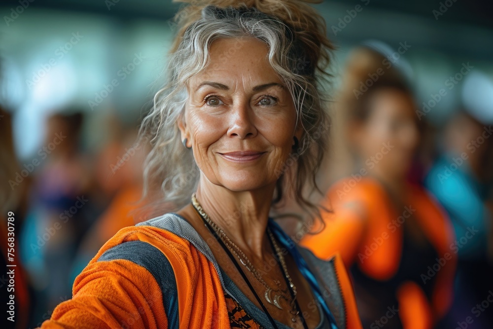 Image of a group of women over 50 years old doing a Zumba class Stock ...