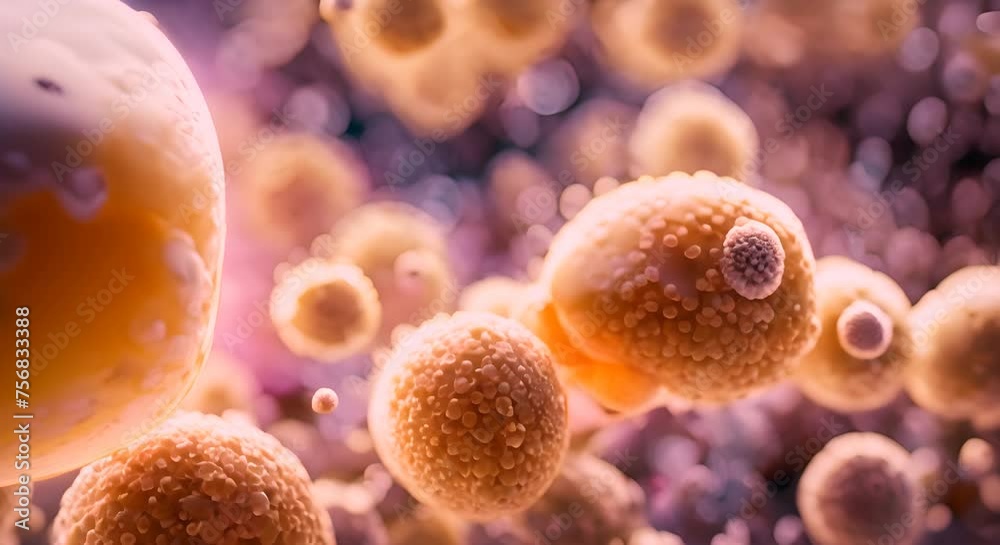 Microscopic view inside cell, banner with abstract background of ...