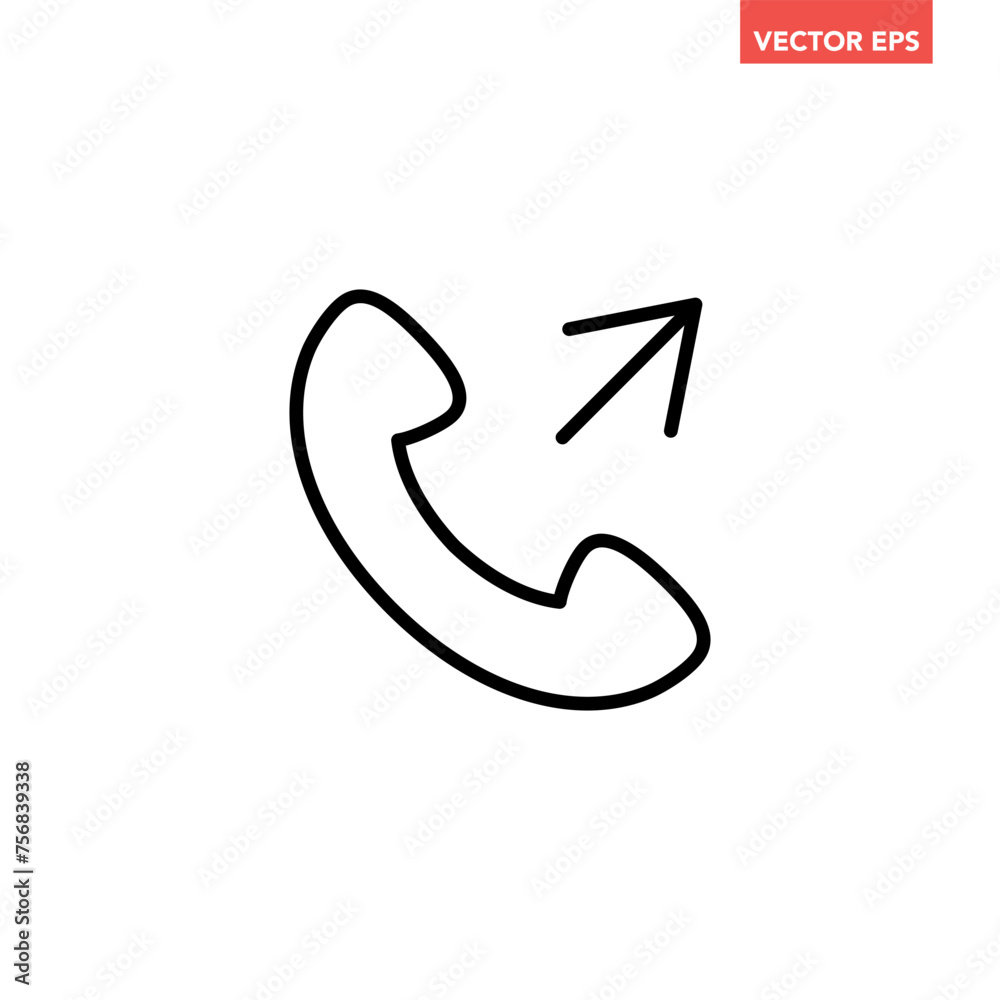 Single black outgoing call line icon, simple call out flat design ...