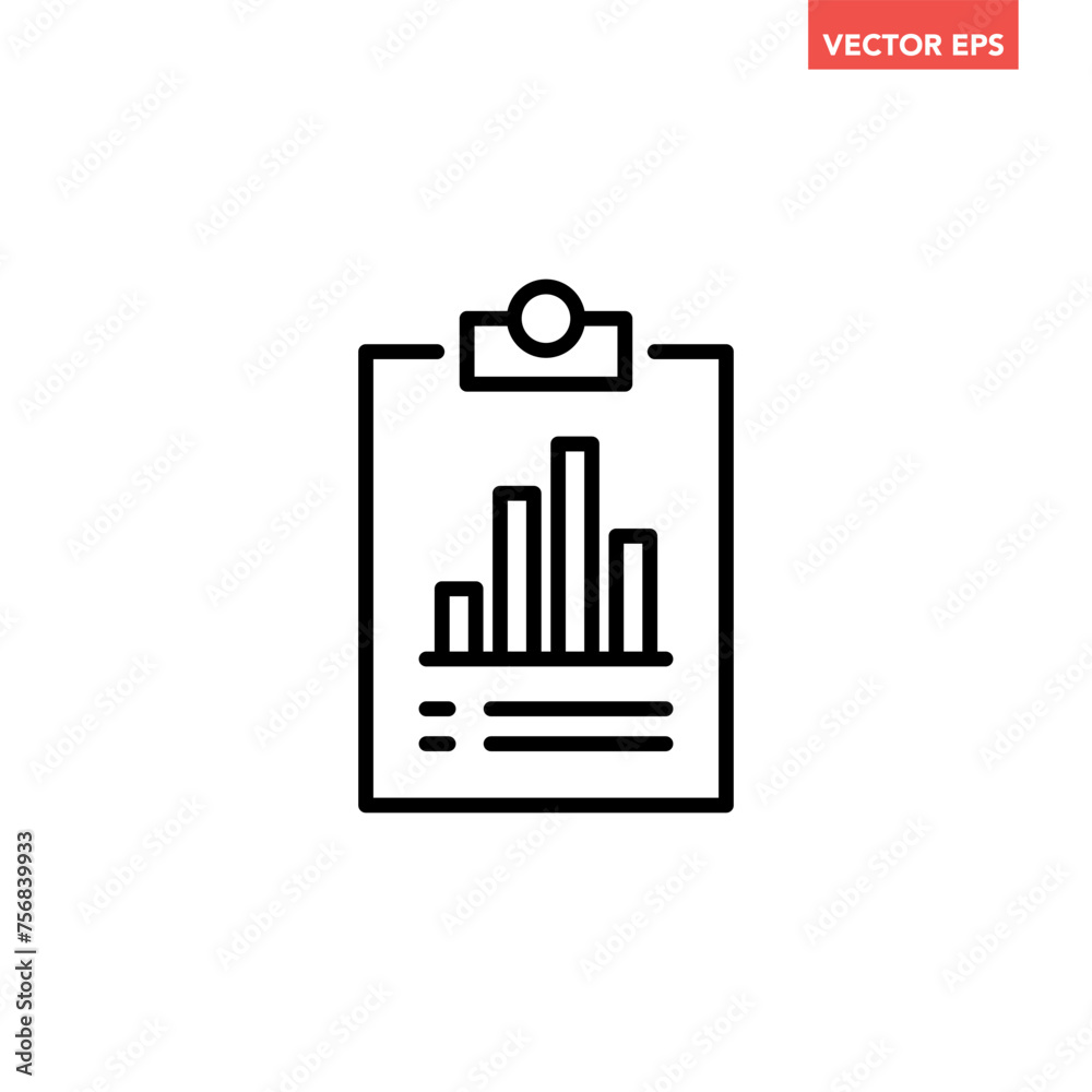 Black single financial statement line icon, simple business report flat ...